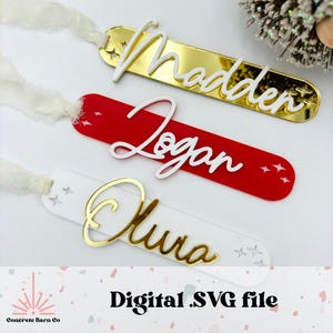 Retro Vintage Stocking Tag - SVG Digital Cut File - Acrylic - Etsy