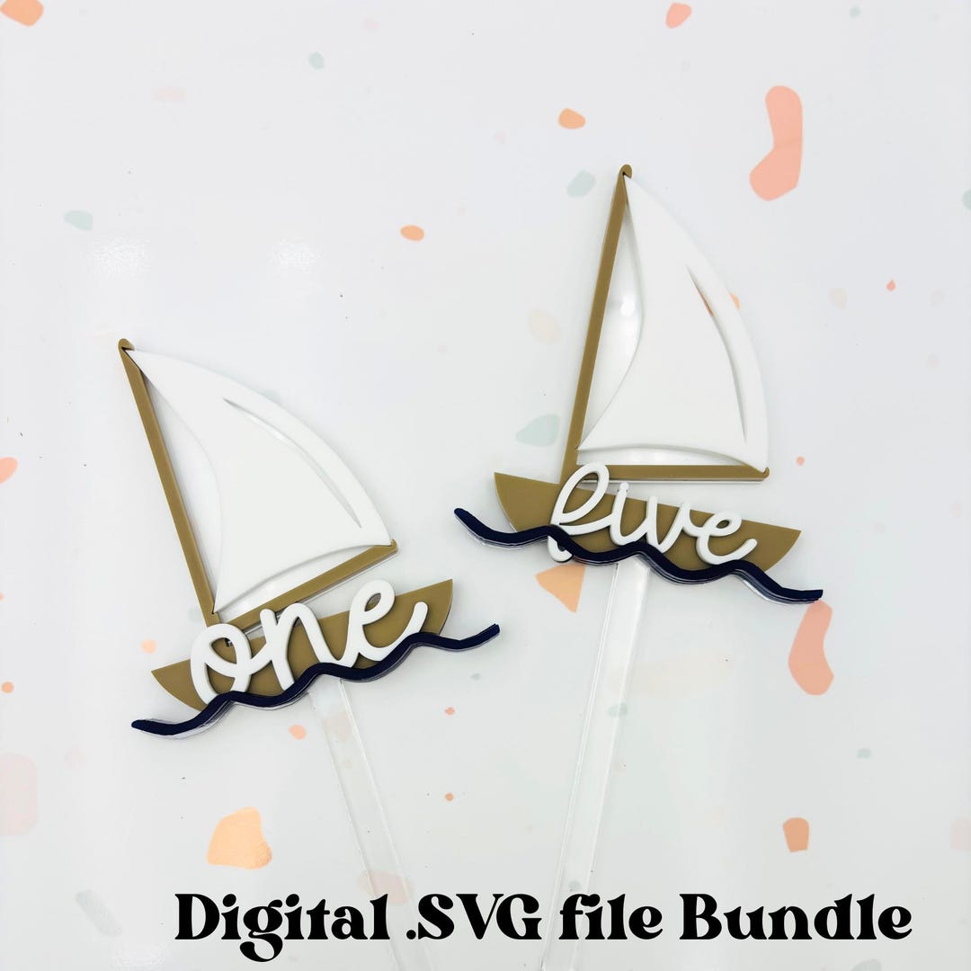 Sailboat Cake Topper Bundle - SVG Digital File - Nautical Birthday - Etsy