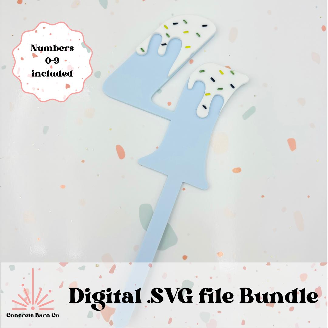 Cake Topper Bundle - SVG Digital File - Numbers With Frosting Drip - Etsy
