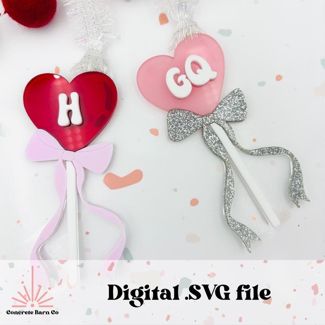Valentines Basket Tag - Lollipop Heart Shaped Sucker - SVG Digital File ...