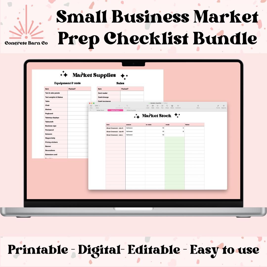 BUNDLE - Market/pop-up Prep Checklist and Stock Tracker - Digital and ...
