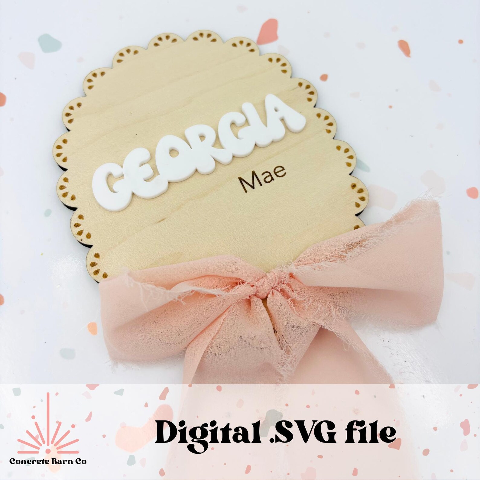 Chiffon Bow Nursery Name Sign - SVG Digital File - Photo Prop Keepsake ...