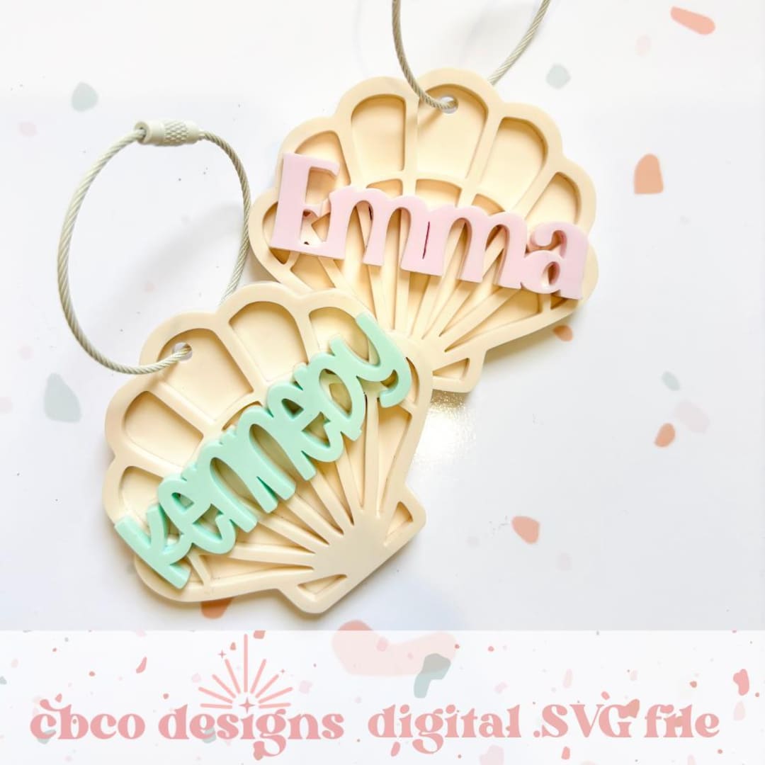 Seashell Bag Tag - SVG Digital File - Back to School - Mermaid - Etsy