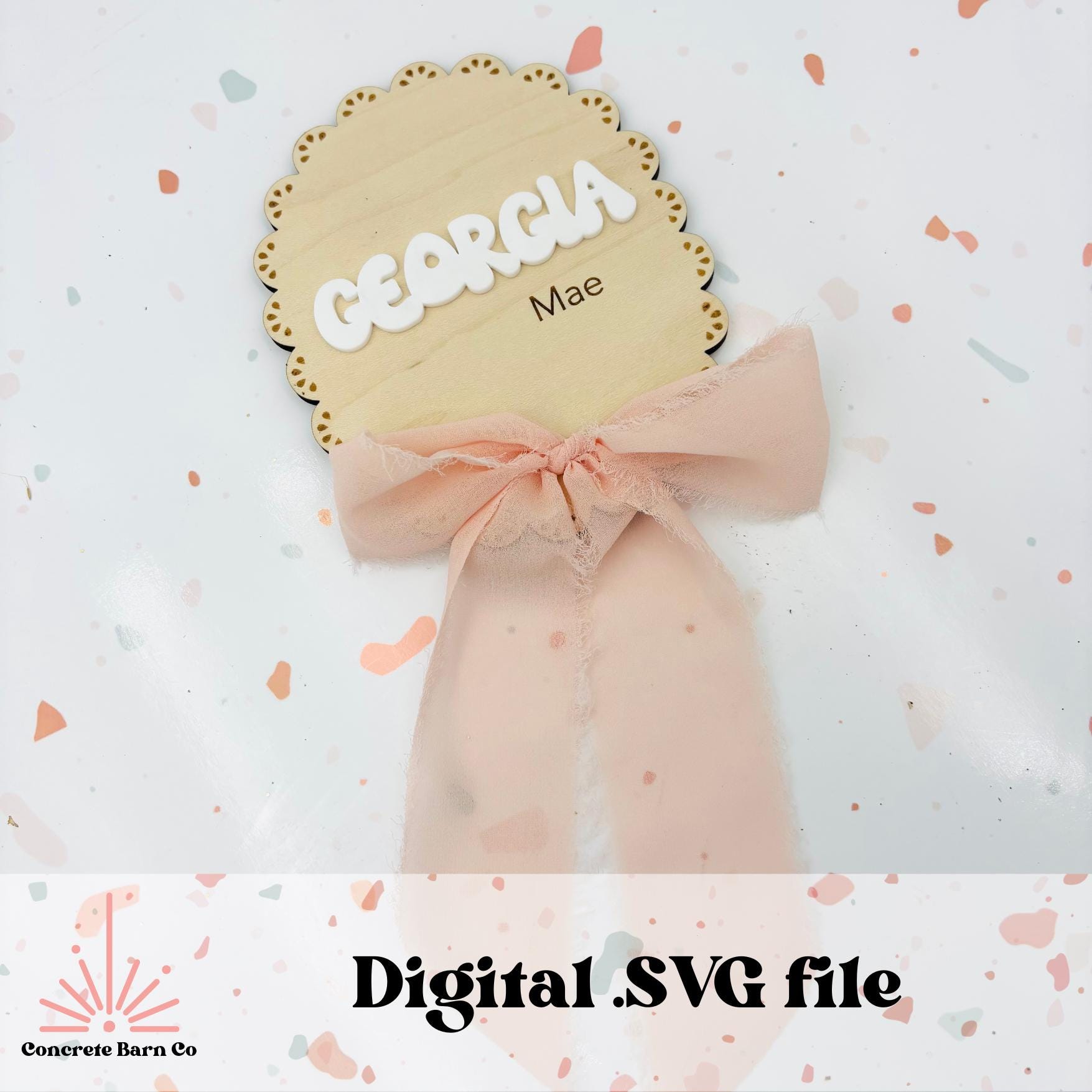 Chiffon Bow Nursery Name Sign - SVG Digital File - Photo Prop Keepsake ...