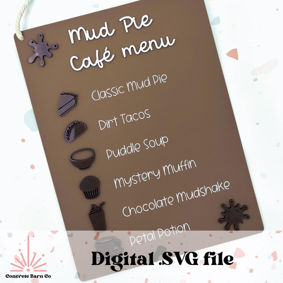 Mud Kitchen Menu - Cafe Sign - SVG Digital Cutting File - Kid's Outdoor Kitc - Etsy