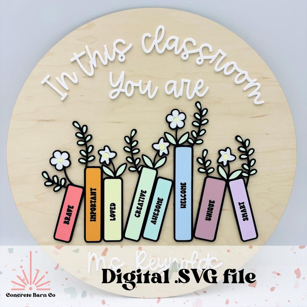 Teacher Classroom Sign Door Hanger - Affirmations - SVG Digital Cut ...