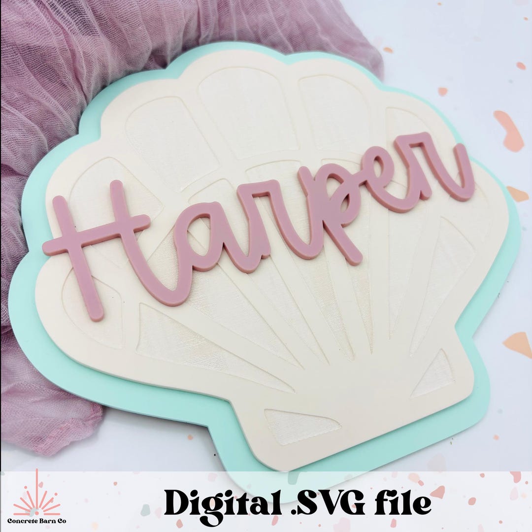 Seashell Nursery Name Sign SVG Digital File - Mermaid Decor - Etsy