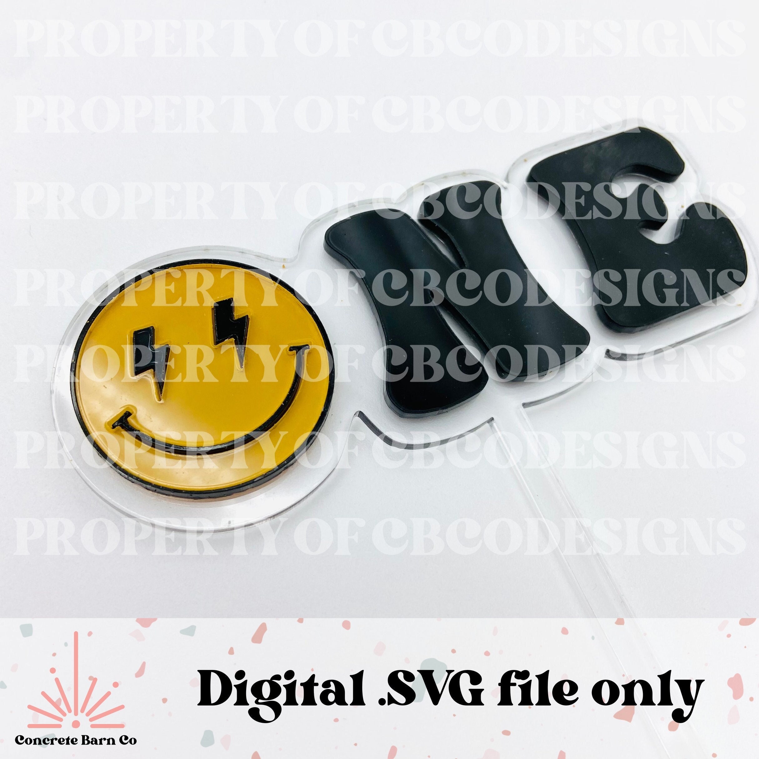 Cake Topper - SVG Digital File - Rad Groovy Smiley Face First Birthday ...