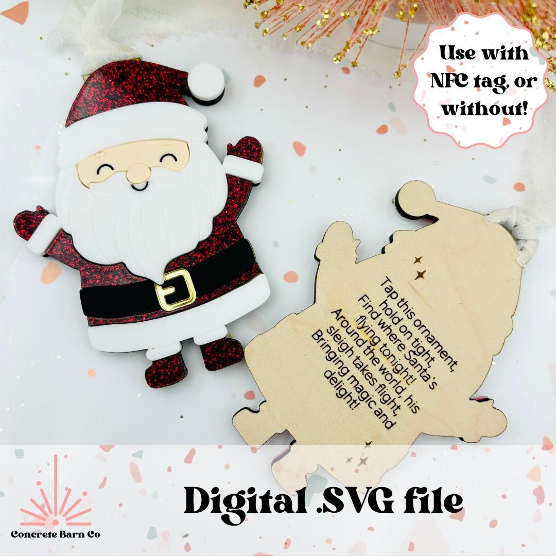 Christmas Tree Ornament - Santa Tracker - NFC Enabled - SVG Digital Cut ...