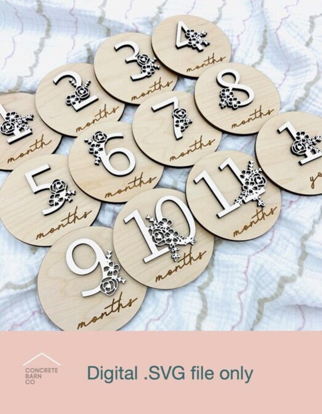 Milestones SVG Digital File - 3d Floral Style for Laser Cutters - Etsy