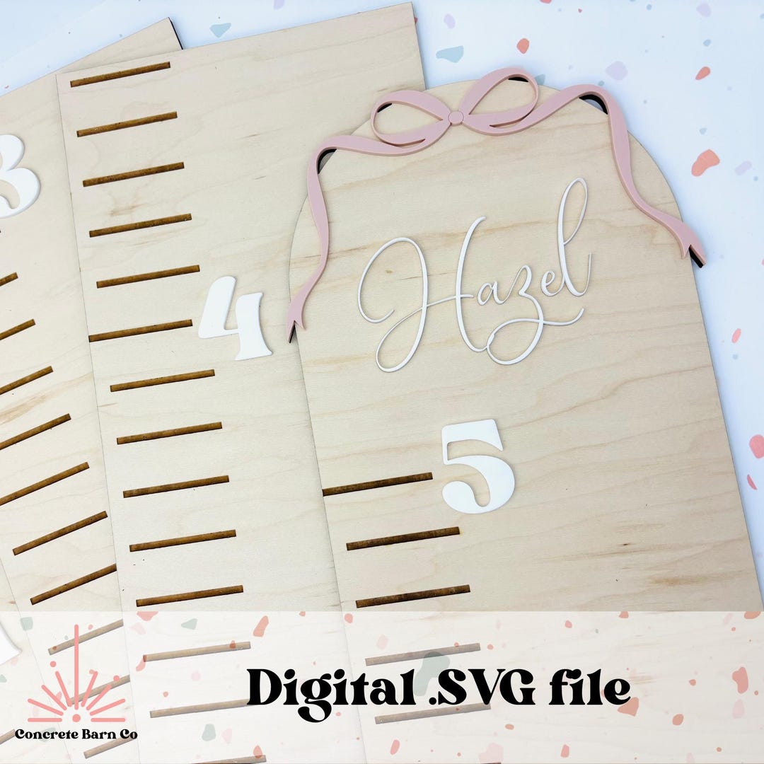 Bow Growth Chart Ruler - SVG Digital File - Girly Nursery Decor ...