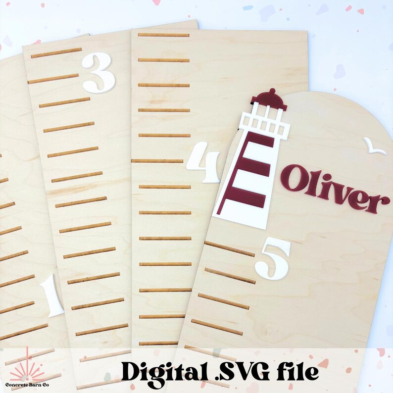 Nautical Growth Chart Ruler - SVG Digital File - Lighthouse Nursery ...