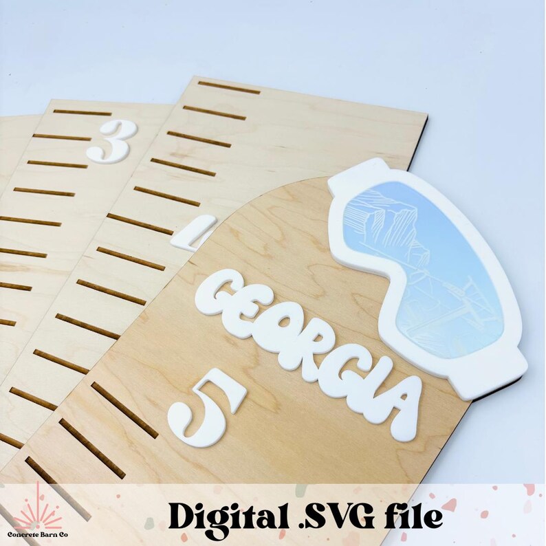 Ski, Snowboard - Growth Chart Ruler - SVG Digital File - Goggles ...