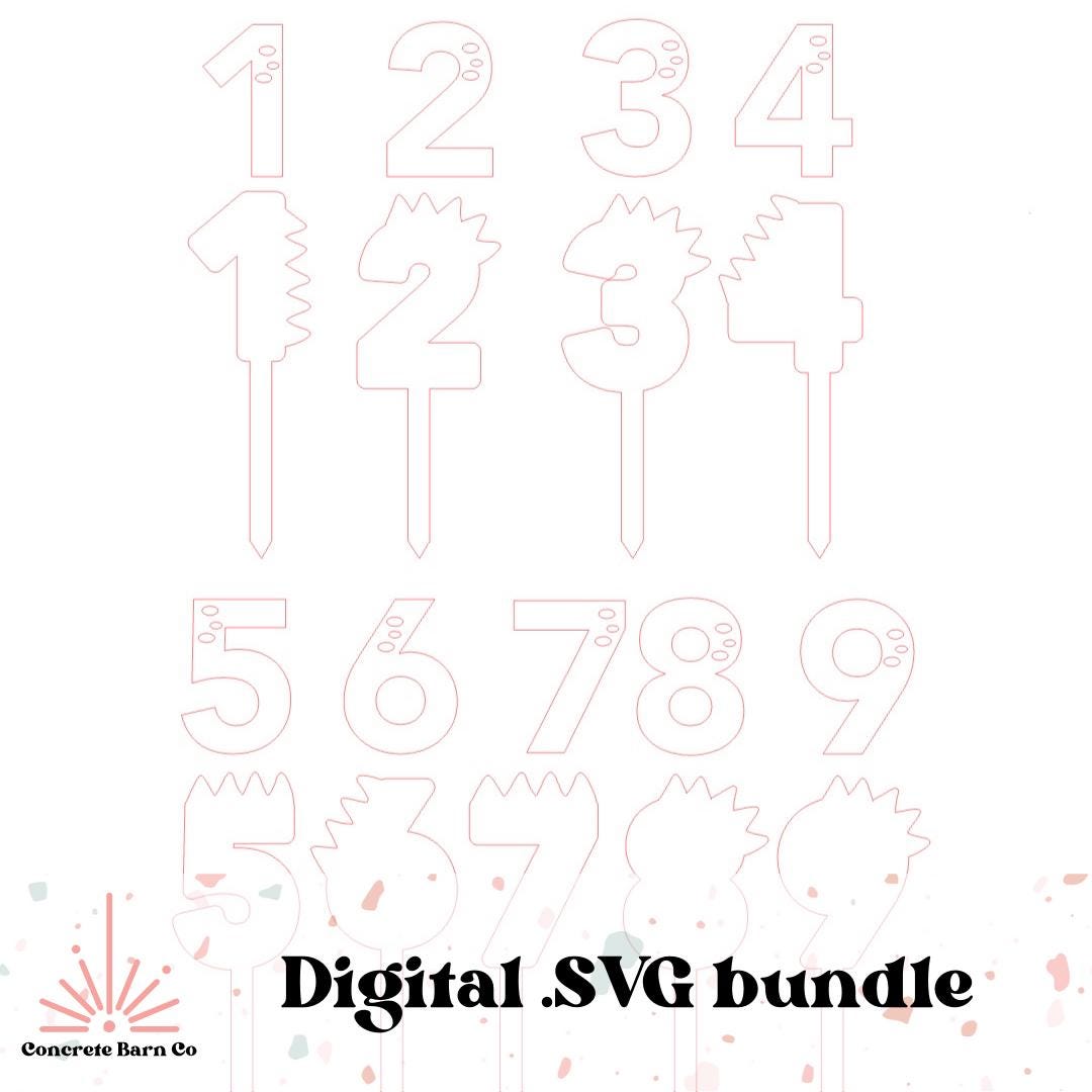 Dino Cake Topper Bundle - SVG Digital File - Dinosaur Numbers - Etsy
