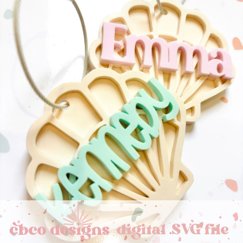 Seashell Bag Tag - SVG Digital File - Back to School - Mermaid - Etsy