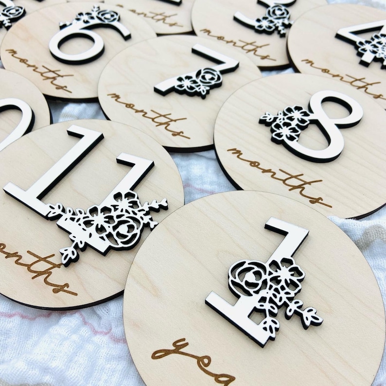 Milestones SVG Digital File - 3d Floral Style for Laser Cutters - Etsy