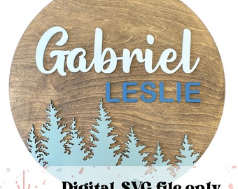 Digital File Forest Round Name Sign SVG for Glowforge Laser Cutters ...