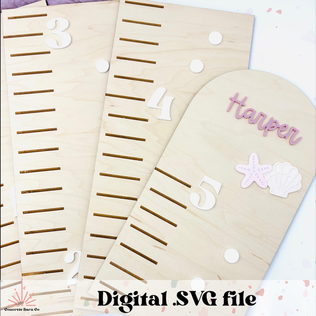 Seashell Under the Sea Growth Chart Ruler - SVG Digital File - Mermaid ...