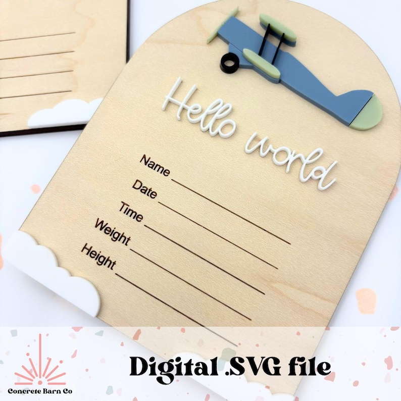 Vintage Airplane Birth Announcement - SVG Digital File - Photo Prop ...