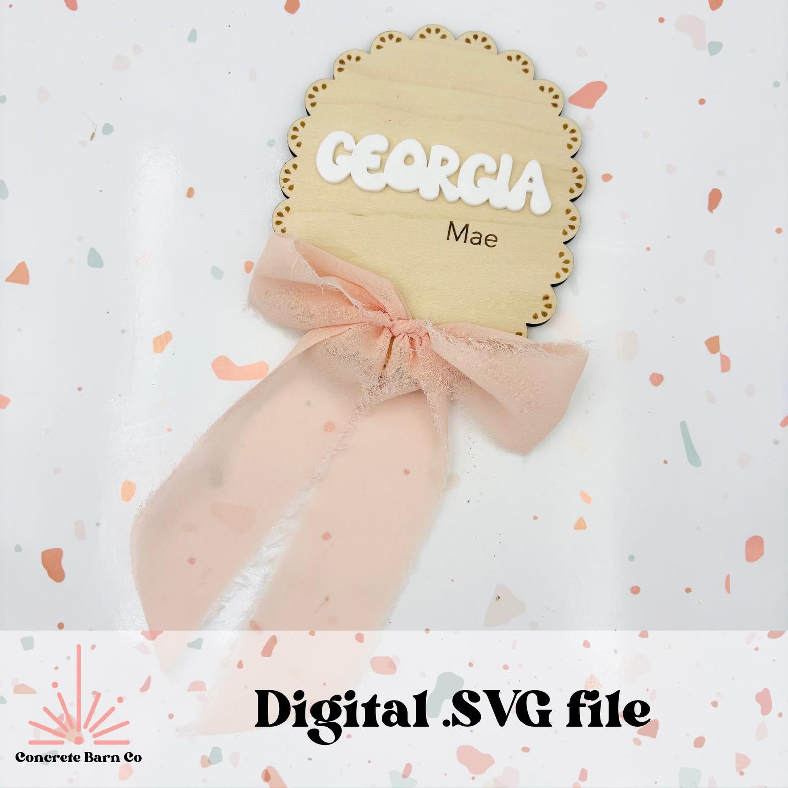 Chiffon Bow Nursery Name Sign - SVG Digital File - Photo Prop Keepsake ...