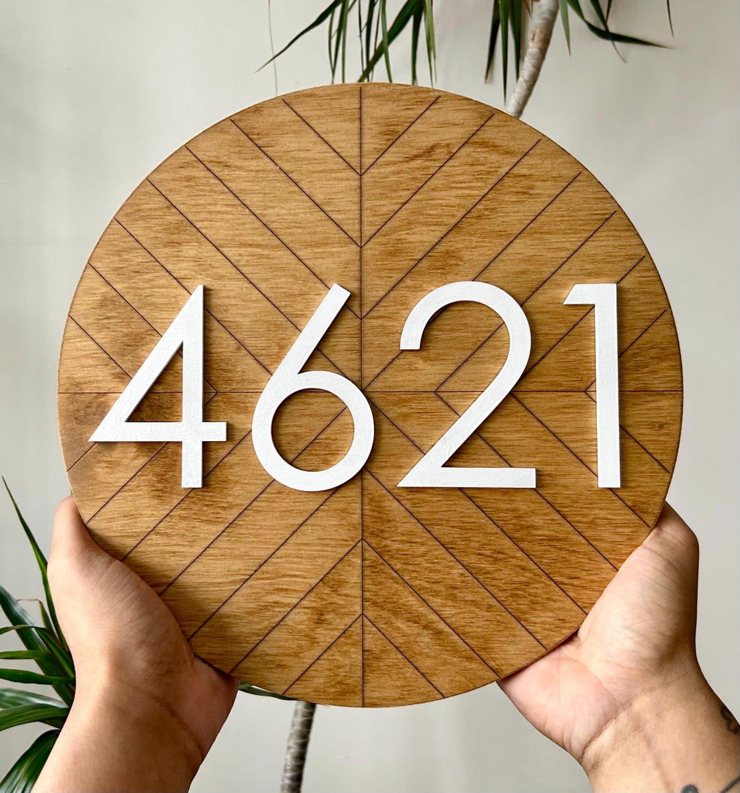 ROUND ADDRESS SIGN, Wood House Number Sign, Address Numbers, House ...