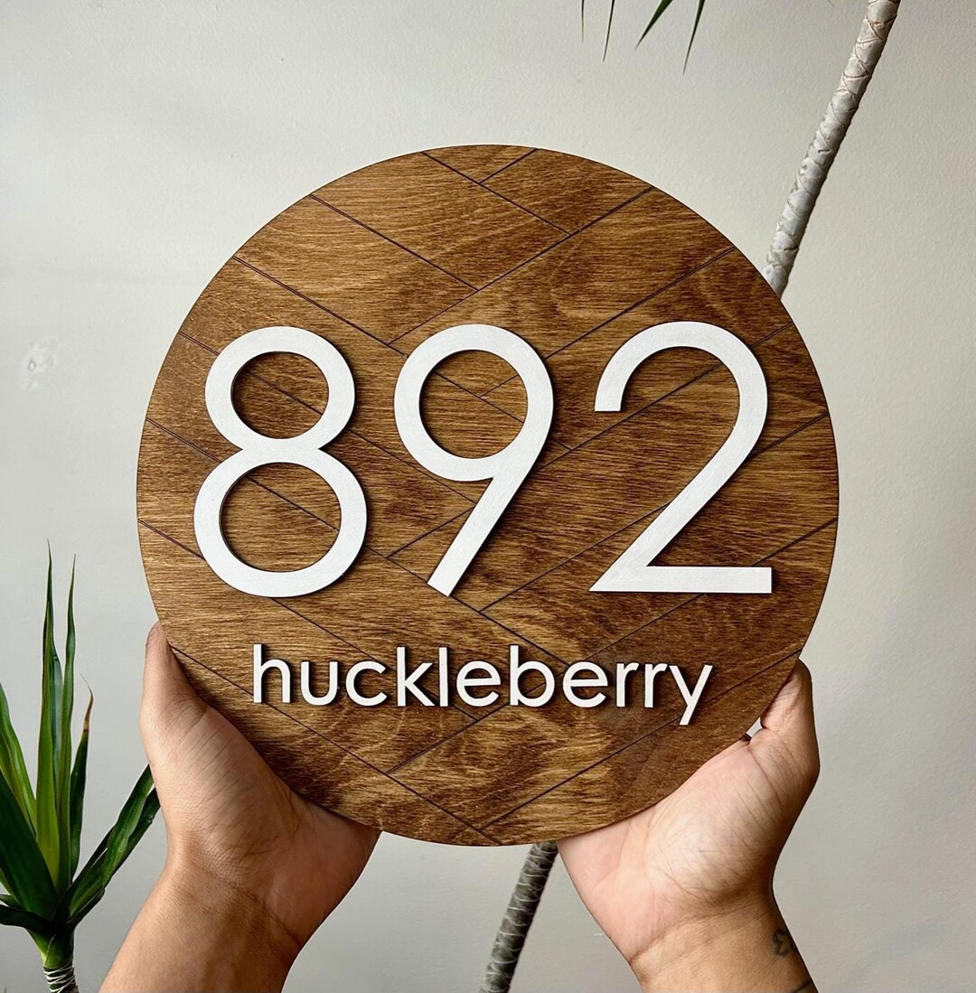 WOOD ADDRESS Sign,modern Minimalist House Sign, Address Numbers ...