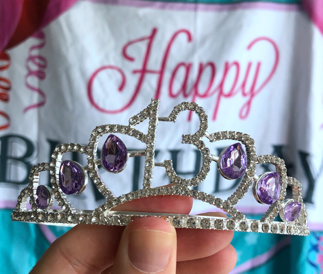 Silver 13th Lotus Birthday Crystal Tiara Crown,13th Birthday ...