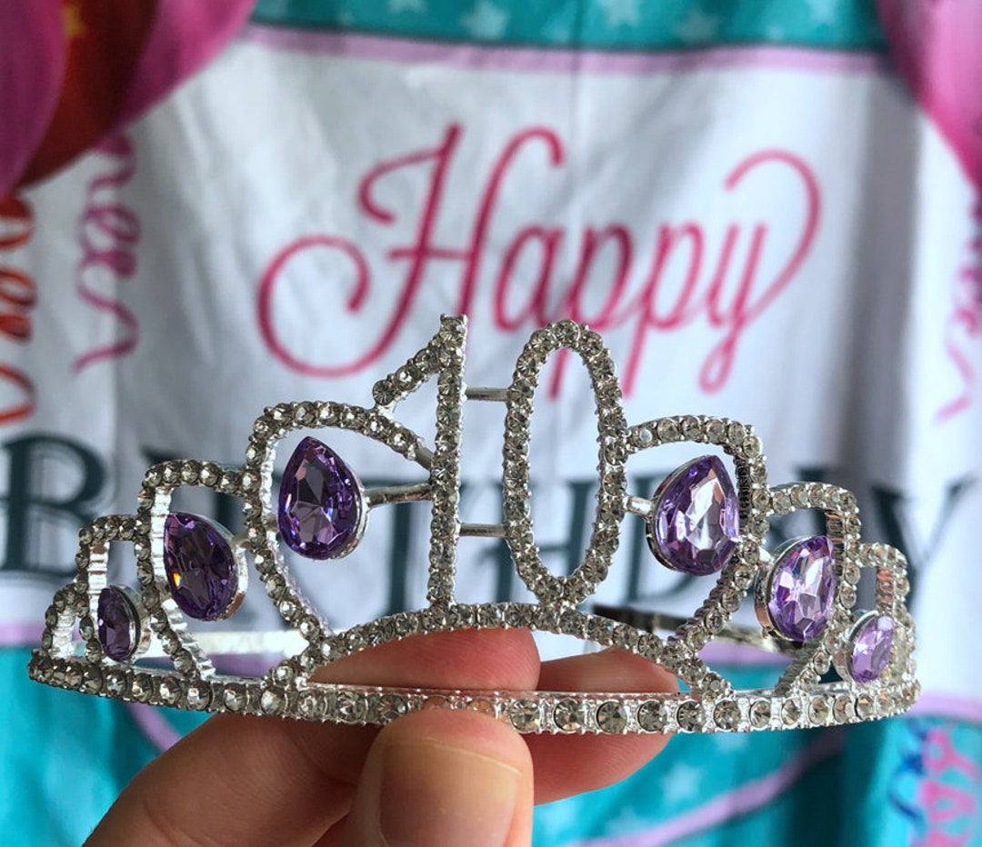 Silver 10th Lotus Birthday Crystal Tiara Crown,10th Birthday ...