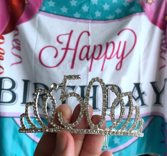 Silver 50th Lotus Birthday Crystal Tiara Crown 50th Birthday - Etsy
