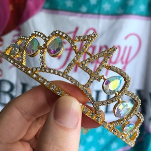 Gold 14th Lotus Birthday Crystal Tiara Crown,14th Birthday Decorations ...