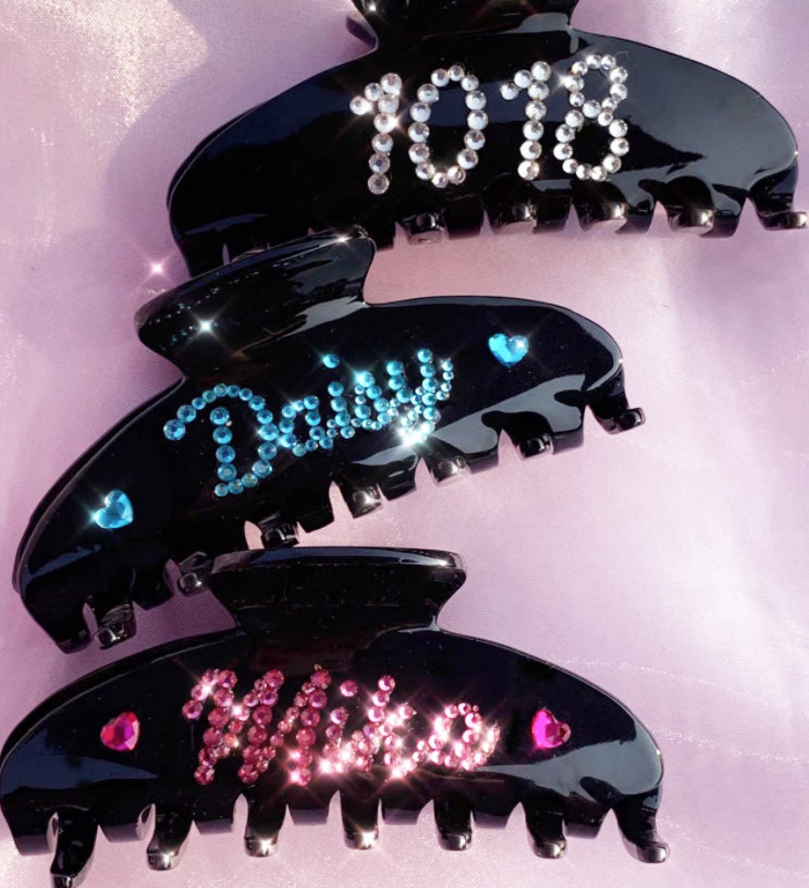 Pink Custom Rhinestone Name Hair Claw Clips,bling Hair Accessories,hair ...