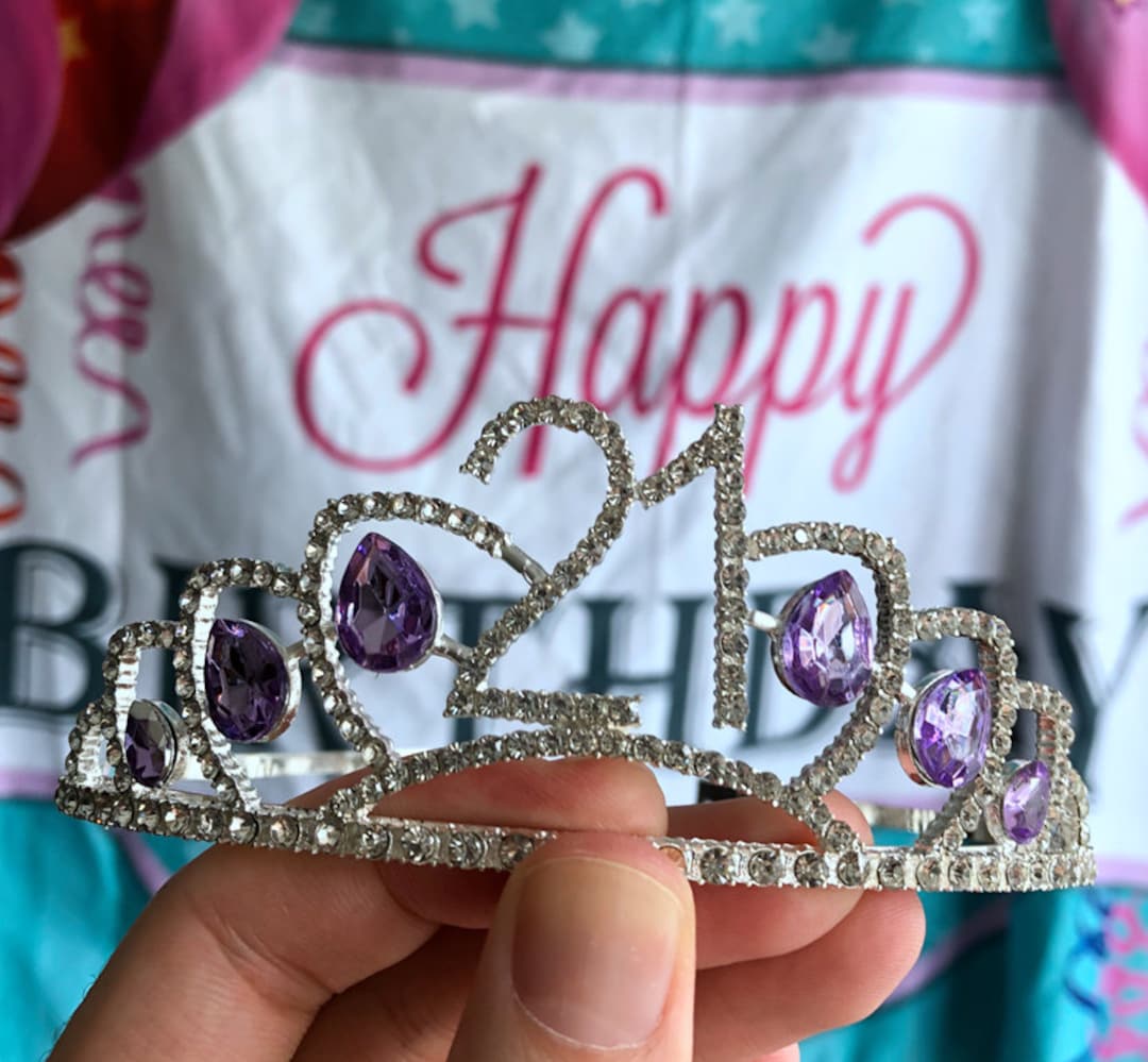 Silver 21th Lotus Birthday Crystal Tiara Crown,21th Birthday ...