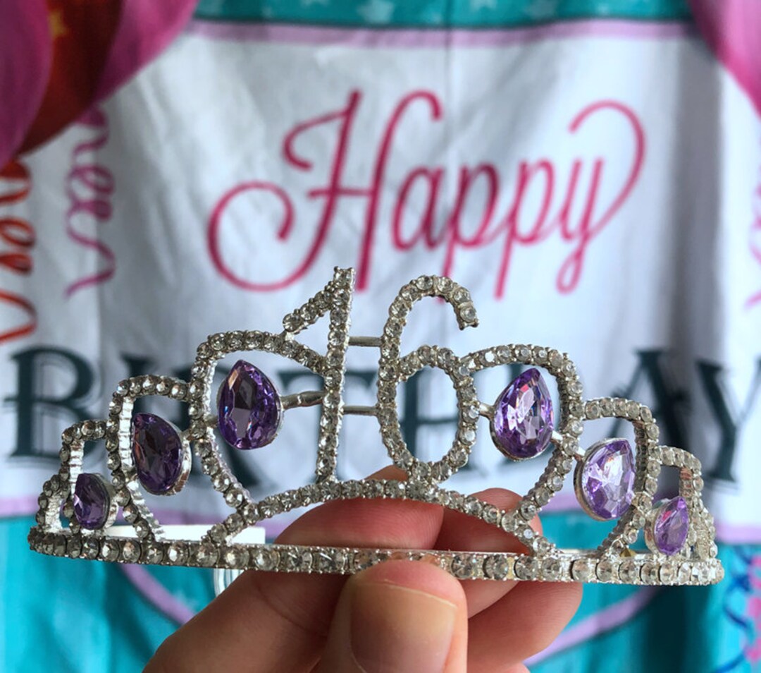 Silver 16th Lotus Birthday Crystal Tiara Crown,16th Birthday ...