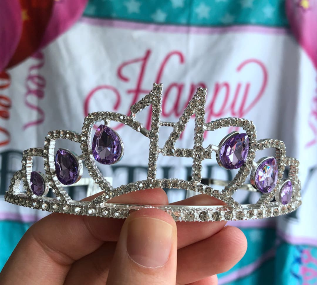 Silver 14th Lotus Birthday Crystal Tiara Crown,14th Birthday ...
