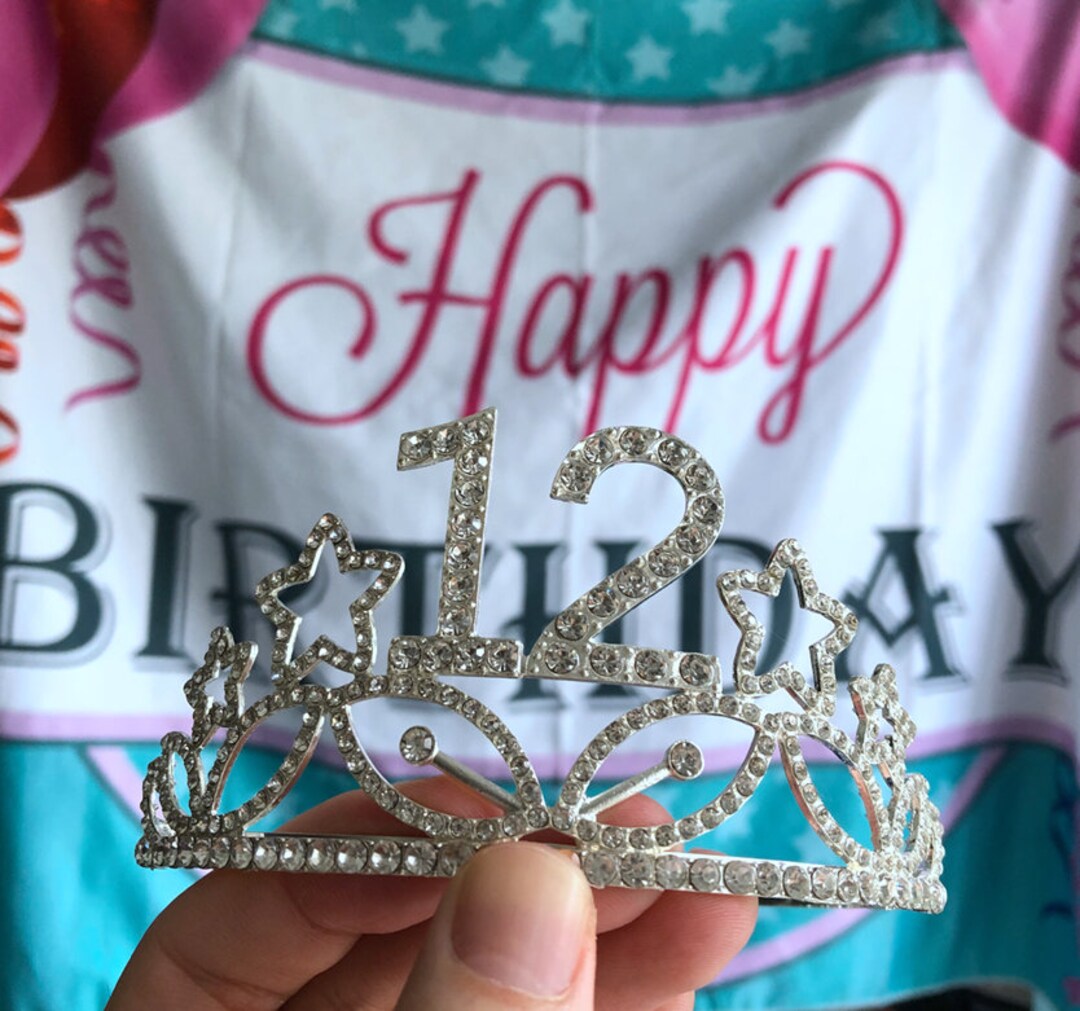 Silver 12th Star Birthday Crystal Tiara Crown,12th Birthday Decorations ...