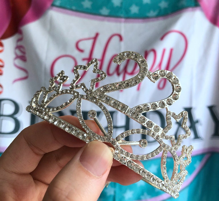 Silver 22th Star Birthday Crystal Tiara Crown, 22th Birthday ...
