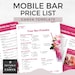 Mobile Bar Menu Bundle Price List Flyer Bartender Leaflet Canva ...