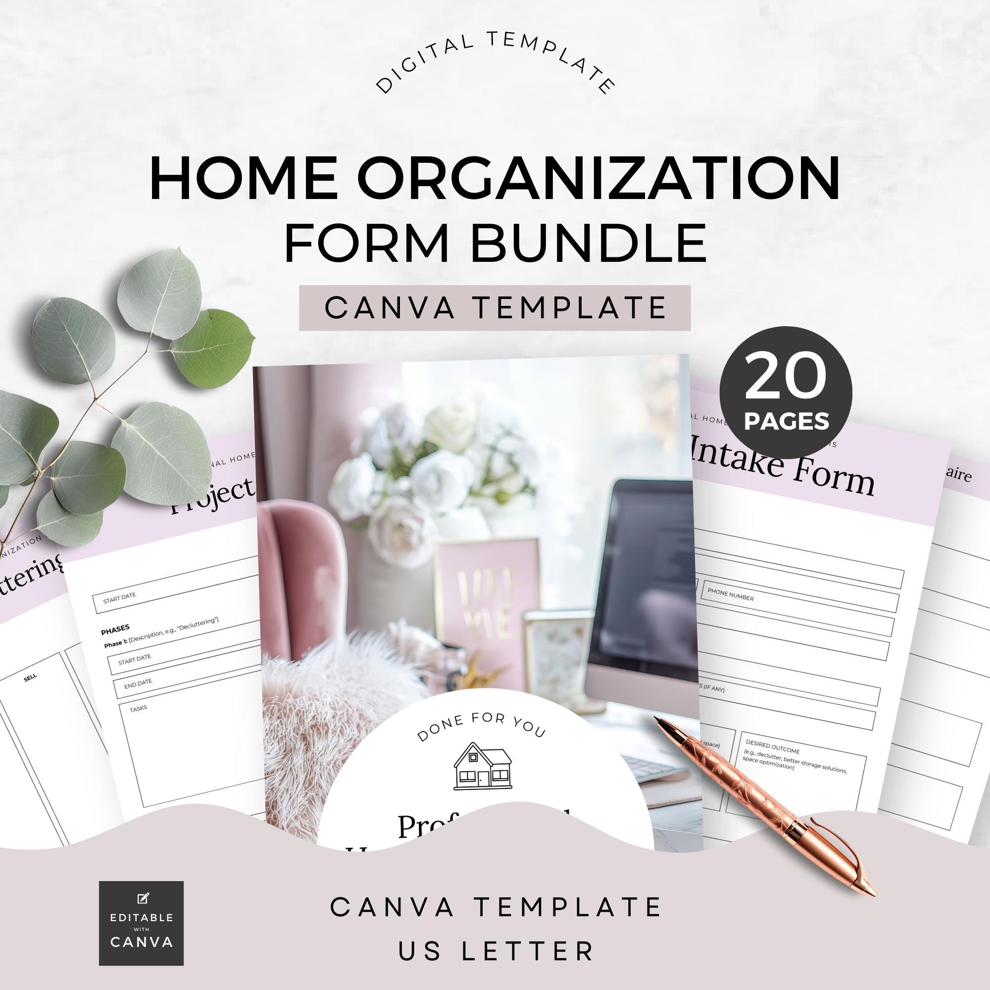 Clutter Management Form Bundle Canva Template Professional Home ...