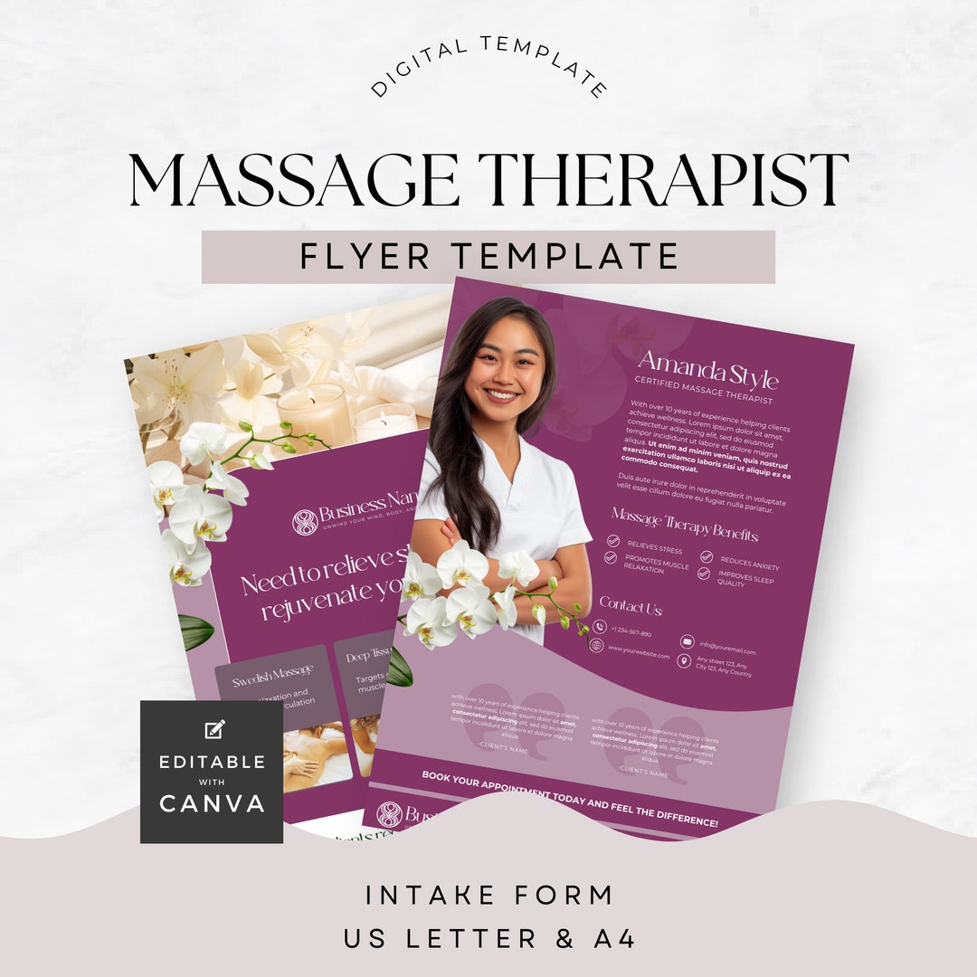 Massage Therapist Flyer Small Business Promotion Masseuse Canva ...