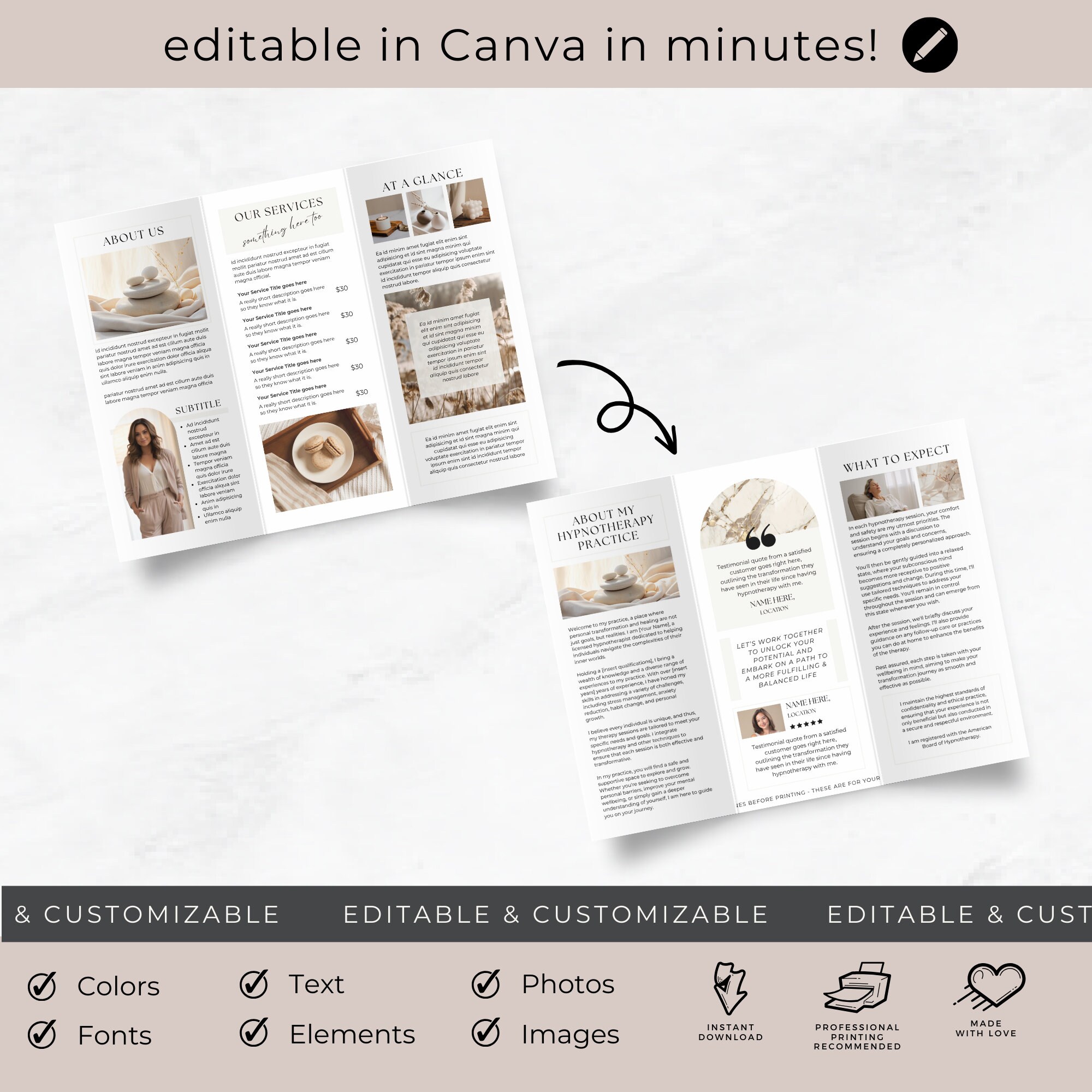 Canva Pamplet Template, Editable Trifold Brochure for Small Business ...