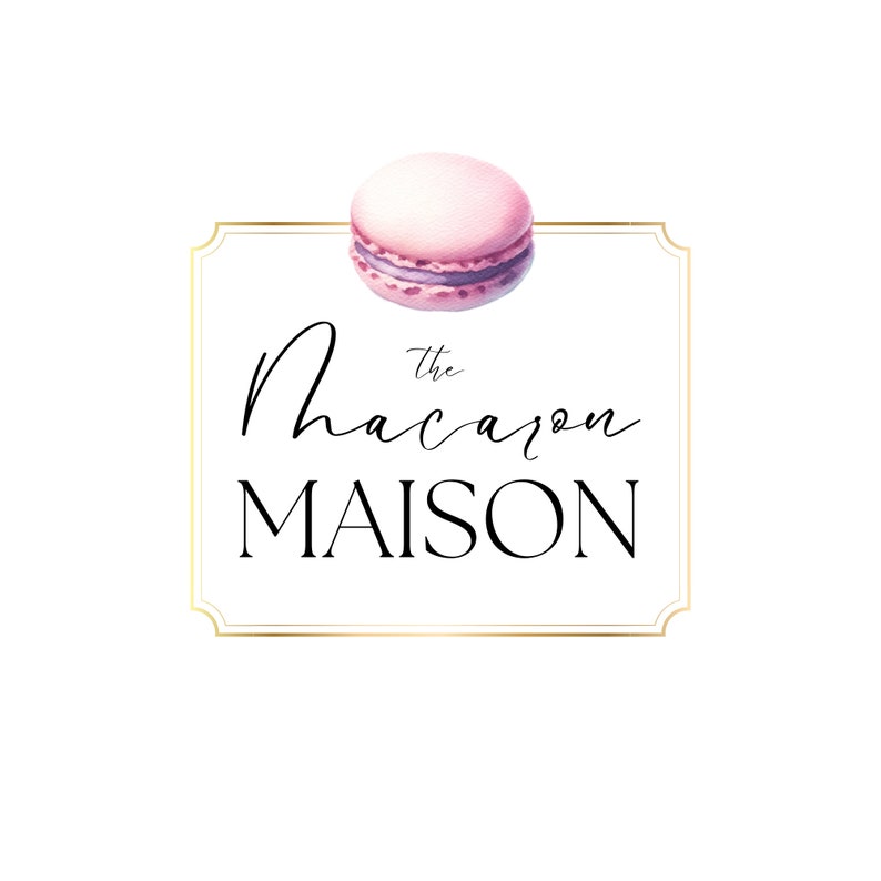 Macaron Logo for Bakery, Canva Template & 300DPI PNG, Pre-made DIY ...