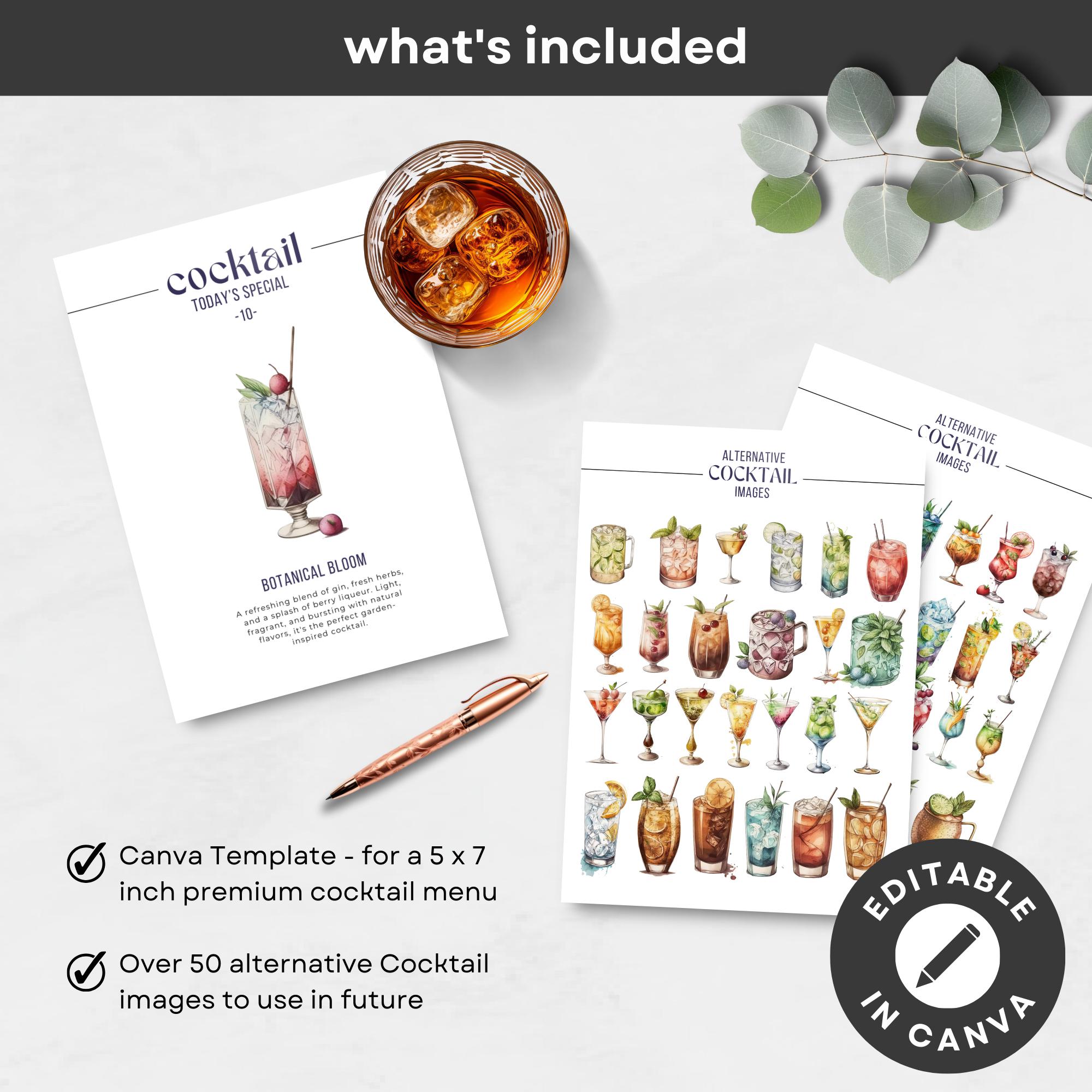 Signature Cocktail Menu Sign Canva Template Editable Drink Menu Bar ...