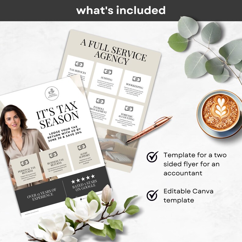 Professional Tax Flyer Template Editable in Canva Digital Download US ...