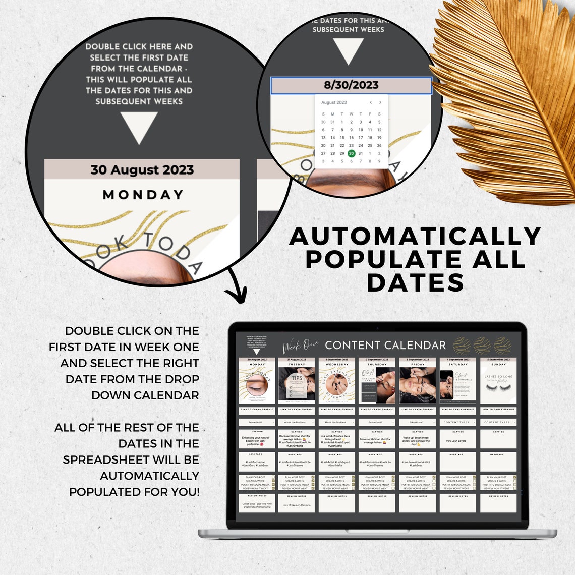 Lash Tech Social Media Content Planner, Google Sheets Insta Calendar ...