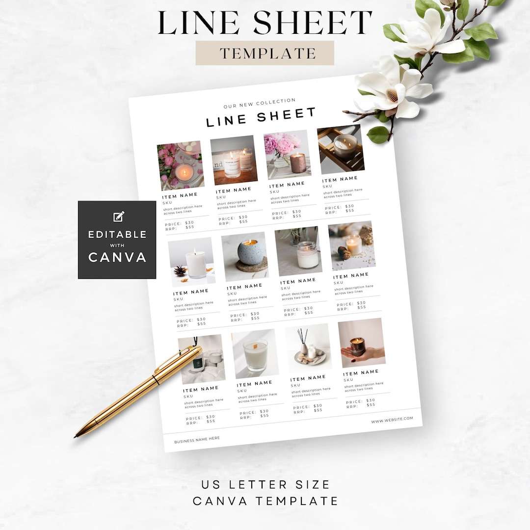 Candle Product Line Sheet With Photos Canva Template, Small Business ...