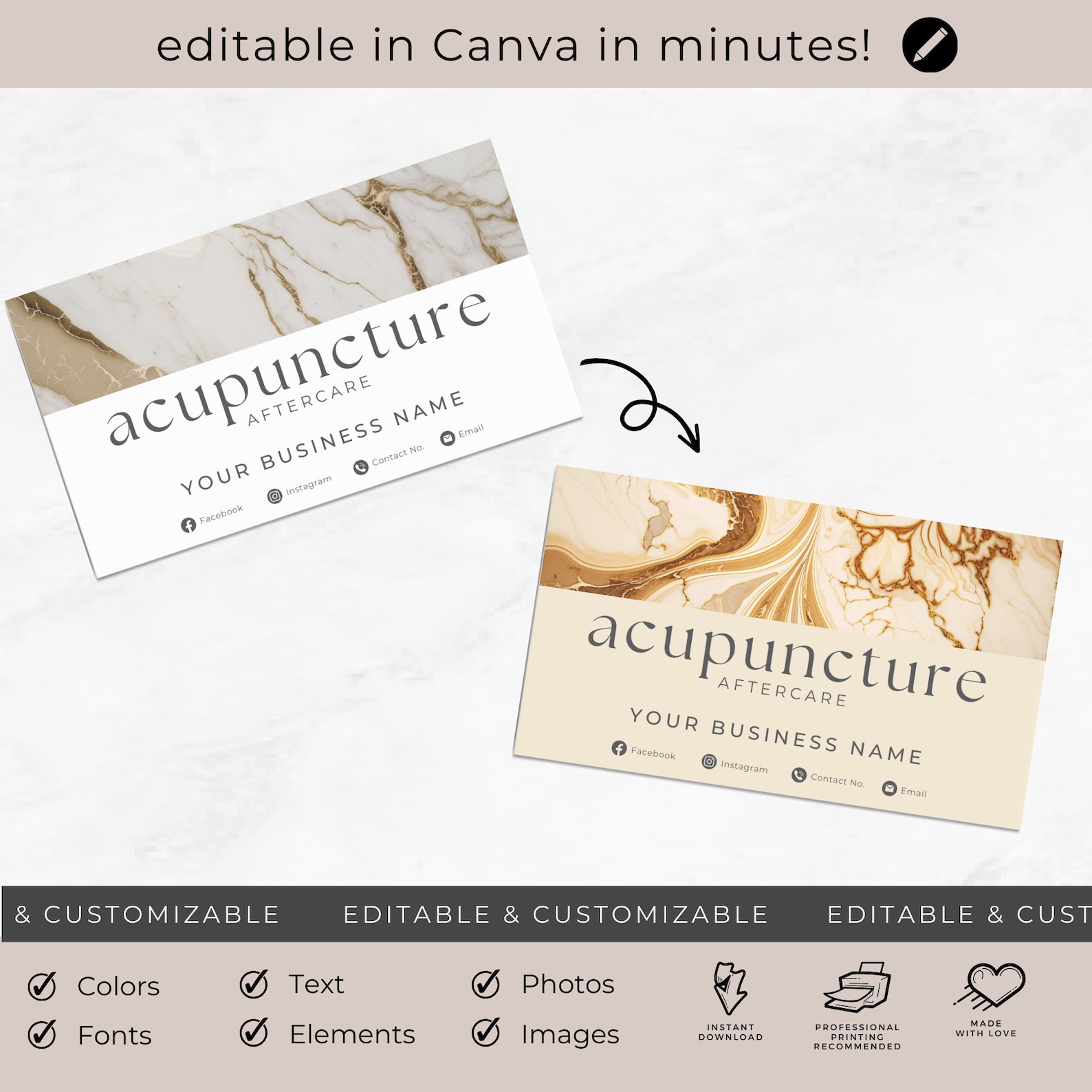 Acupuncture Aftercare Card Canva Template Chinese Medicine Care Card ...