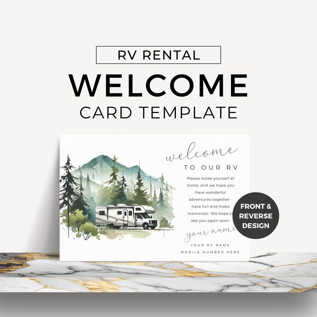 Camper Van Rental Welcome Guest Card RV Arrival Message Card Motorhome ...