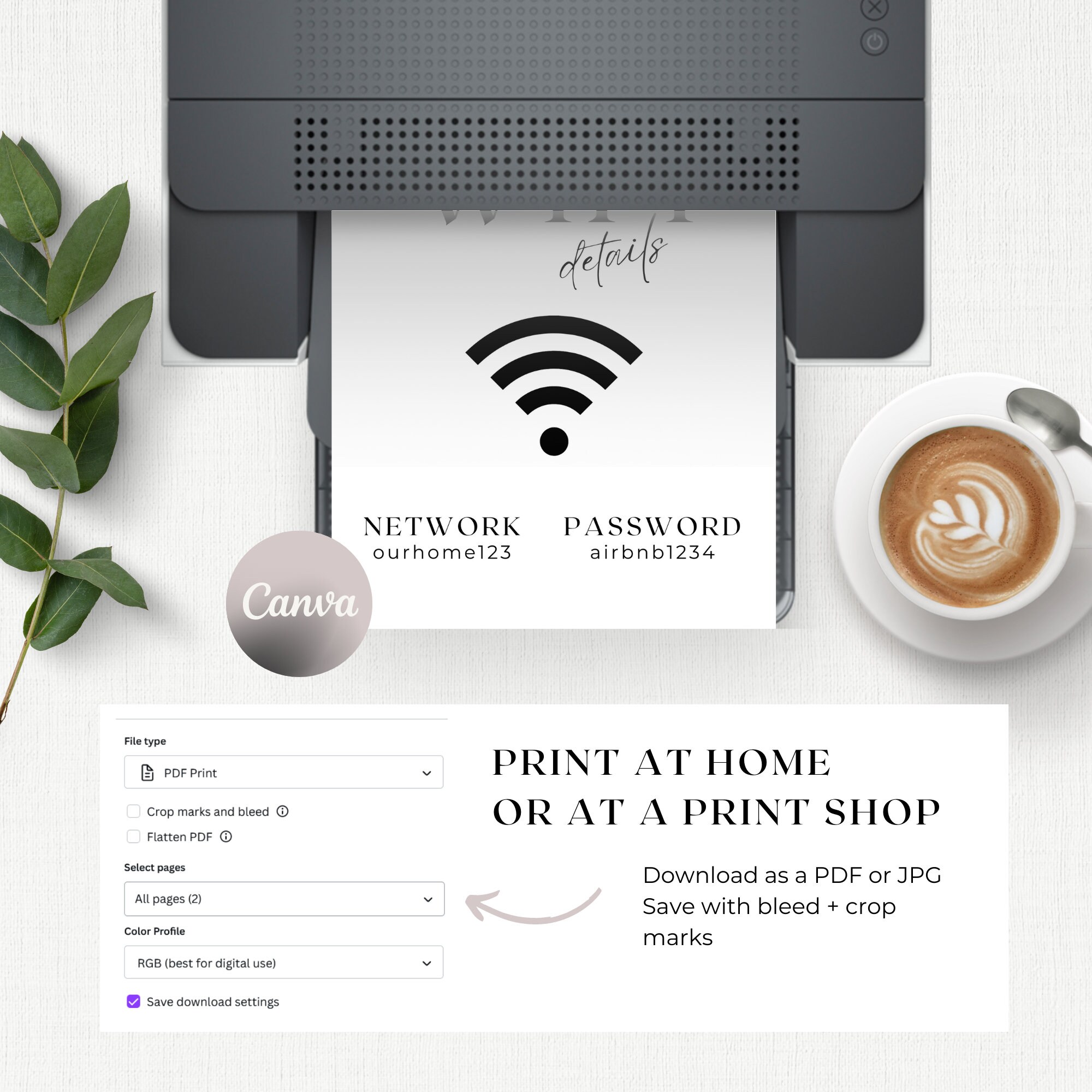 Airbnb WIFI QR Code Poster, Welcome Sign Canva Template, Short Term ...