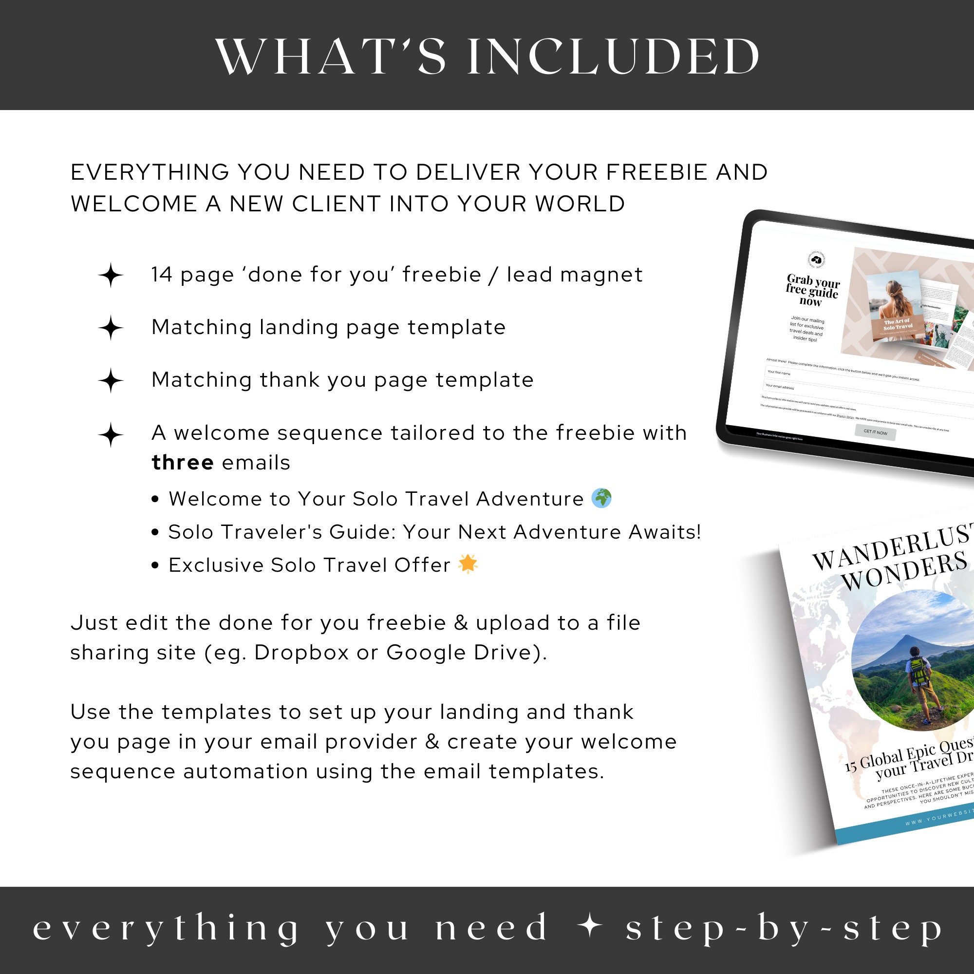 Travel Agency Template, Solo Traveler Freebie and Email Welcome ...