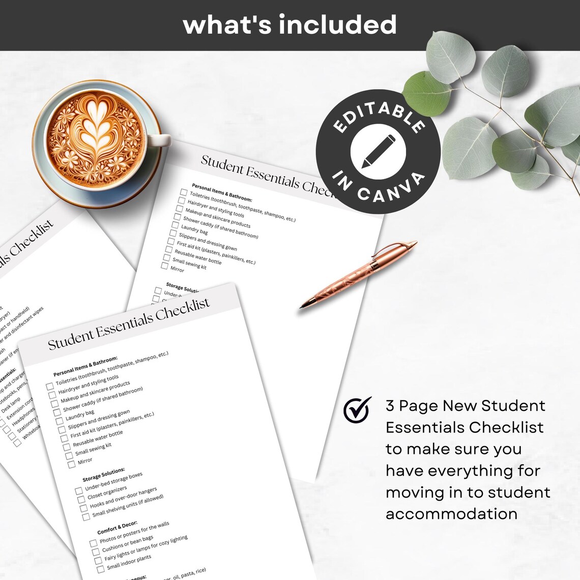 Editable College Student Checklist Canva Template University Move-in ...